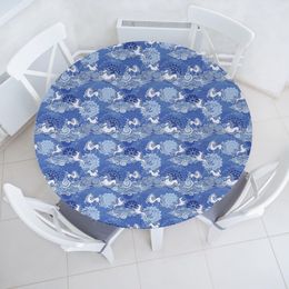 Abakuhaus Tischdecke Rundum-elastische Stofftischdecke, Verträumt Unicorns und Wolken, blau