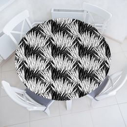 Abakuhaus Tischdecke Rundum-elastische Stofftischdecke, Tropisch Monochrome Simplistic Palm, grau