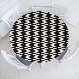 Abakuhaus Tischdecke Rundum-elastische Stofftischdecke, Abstrakt Klassische Zigzags Muster, grau