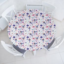 Abakuhaus Tischdecke Rundum-elastische Stofftischdecke, Raum Raumschiff Sterne wirbelnde Linien, lila