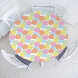 Abakuhaus Tischdecke Rundum-elastische Stofftischdecke, Geometrisch Pastellkreismotive, bunt