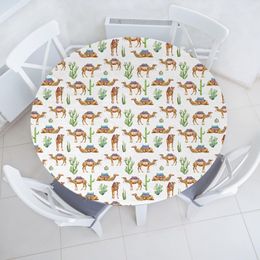 Abakuhaus Tischdecke Rundum-elastische Stofftischdecke, orientalisch Kamele mit Sättel, bunt