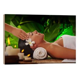 Posterlounge Holzbild Editors Choice, Kopfmassage, Badezimmer Fotografie