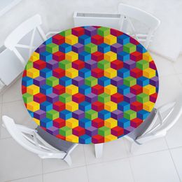 Abakuhaus Tischdecke Rundum-elastische Stofftischdecke, Würfel Regenbogen-Inspired Childish, bunt