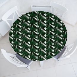 Abakuhaus Tischdecke Rundum-elastische Stofftischdecke, Tropical Vintage exotische Palmenblätter, grau|grün