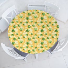 Abakuhaus Tischdecke Rundum-elastische Stofftischdecke, Tropisch Exotische Palmblätter-Motiv, orange