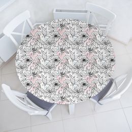 Abakuhaus Tischdecke Rundum-elastische Stofftischdecke, Tropisch Pinselstriche Hibiskusse, grau