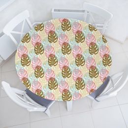 Abakuhaus Tischdecke Rundum-elastische Stofftischdecke, Blätter Bunte punktierte Monsteras
