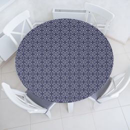 Abakuhaus Tischdecke Rundum-elastische Stofftischdecke, königlich Vintage Blumenornament Kunst, blau|lila