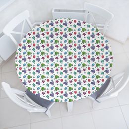 Abakuhaus Tischdecke Rundum-elastische Stofftischdecke, Aqua Quallen Childish Glückliche Szene, bunt