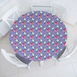 Abakuhaus Tischdecke Rundum-elastische Stofftischdecke, Valentinstag Panda-Herzballon, lila