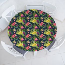 Abakuhaus Tischdecke Rundum-elastische Stofftischdecke, Luau Floral Blooming Jungle, bunt