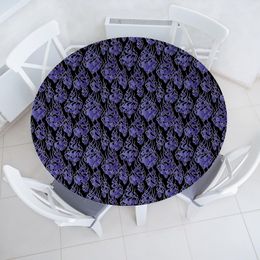Abakuhaus Tischdecke Rundum-elastische Stofftischdecke, Psychedelisch Gotische formlose Wellen, blau|grau|lila