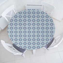 Abakuhaus Tischdecke Rundum-elastische Stofftischdecke, Ethnisch Traditionelles Mosaikmotiv, blau|lila
