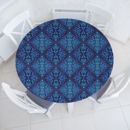 Abakuhaus Tischdecke Rundum-elastische Stofftischdecke, Lila Oriental Damast-Illustration, blau