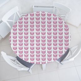 Abakuhaus Tischdecke Rundum-elastische Stofftischdecke, Kätzchen Lustige Katzen-Gesichter Lächeln, blau|lila