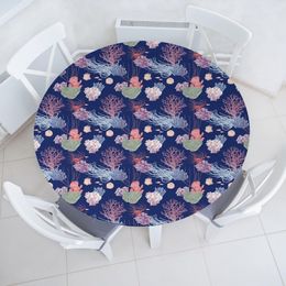 Abakuhaus Tischdecke Rundum-elastische Stofftischdecke, Nautisch Bunte Meerespflanzen