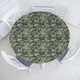 Abakuhaus Tischdecke Rundum-elastische Stofftischdecke, Khaki Triangular Camo Influence Kunst, bunt