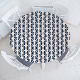 Abakuhaus Tischdecke Rundum-elastische Stofftischdecke, Abstrakt Vertikale Wellenförmige Triangles, blau