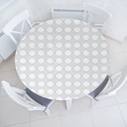Abakuhaus Tischdecke Rundum-elastische Stofftischdecke, Abstract Neutral Farbige Geometrische, beige