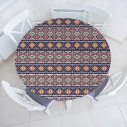 Abakuhaus Tischdecke Rundum-elastische Stofftischdecke, Ethnisch Tribal Gestreifte Verzierungen, bunt