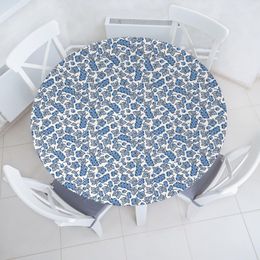 Abakuhaus Tischdecke Rundum-elastische Stofftischdecke, Botanisch Blueberry Zweige Blätter-, beige