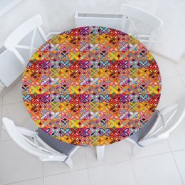 Abakuhaus Tischdecke Rundum-elastische Stofftischdecke, Vintage Tribal Vivid Petals, bunt