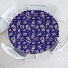 Abakuhaus Tischdecke Rundum-elastische Stofftischdecke, Abstrakt Tannenzapfen Tannenzweige, blau