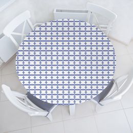 Abakuhaus Tischdecke Rundum-elastische Stofftischdecke, Abstrakt Schmetterlinge Zusammen Sterne, blau