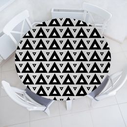 Abakuhaus Tischdecke Rundum-elastische Stofftischdecke, Abstrakt Umgekehrte Dreiecke Linien, grau