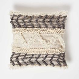 Homescapes Dekokissen Kelim Kissen Lindi creme-grau – Kissen 45 x 45 cm mit Füllung