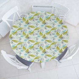 Abakuhaus Tischdecke Rundum-elastische Stofftischdecke, Meer Seepferde und Fern Patterns, grün