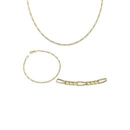 Firetti Ketten und Armband Set Multipack Schmuck Geschenk Gold 333 Halskette Armkette Figarokette (Set, 2-tlg), gelb|goldfarben