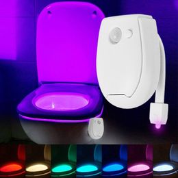 Rosnek Nachtlicht PIR-Bewegungssensor, mit Batteriebetrieb, für Kinder-Badezimmer, LED wechselbar, Multicolor, mit intelligentem Lichtsensor