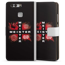 DeinDesign Handyhülle Bayer 04 Leverkusen Meister Offizielles Lizenzprodukt, Huawei P9 Hülle Handy Flip Case Wallet Cover Handytasche Leder, weiß
