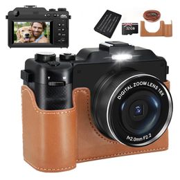 HT Kompaktkamera (inkl. Digitalkamera doppelt 48MP, 4K-Video, 18x Zoom, Anti-Schüttel 3D-Sound Kompaktkamera, mit Ledertasche), schwarz