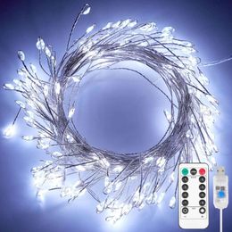 Rosnek LED-Lichterkette 3M/6M, dimmbar, wasserdicht, für Weihnachten Hochzeit Party, Fernbedienung, USB, Timer, Garten Fest Deko, weiß, 1 St., Weiß