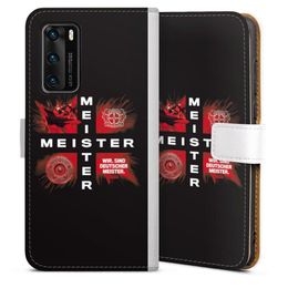 DeinDesign Handyhülle Bayer 04 Leverkusen Meister Offizielles Lizenzprodukt, Huawei P40 Hülle Handy Flip Case Wallet Cover Handytasche Leder, weiß