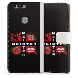 DeinDesign Handyhülle Bayer 04 Leverkusen Meister Offizielles Lizenzprodukt, Huawei Honor 8 Hülle Handy Flip Case Wallet Cover Handytasche Leder, weiß