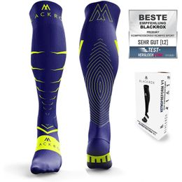 BLACKROX Kompressionsstrümpfe [Vergleichssieger 2024] Gr. S-XL, Für Damen & Herren, VIPEROX, blau|gelb, Blau-Gelb