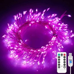 Rosnek LED-Lichterkette 3M/6M, dimmbar, wasserdicht, für Weihnachten Hochzeit Party, Fernbedienung, USB, Timer, Garten Fest Deko, rosa, 1 St., Rosa