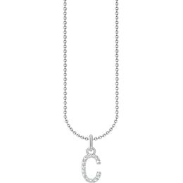 Kette mit Anhänger Thomas Sabo "Buchstabe, KE2240 - KE2265-051-14-L45V, KE2265-414-14-L45V" Halsketten Gr. 45, C, Silber 925 (Sterlingsilber), bunt (silberfarben, weiß) Damen mit Zirkonia (synth.)