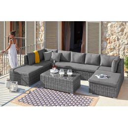 Gartenlounge-Set Konifera "New York" Sitzmöbel-Sets grau Gartenmöbel-Set Outdoor Möbel Tisch 110x65 cm, Aluminium,Polyrattan,individuell stellbar,10 Personen Bestseller