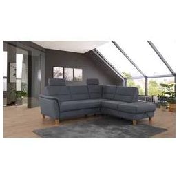 Ecksofa Home Affaire "Palmera L-Form" Sofas Gr. B/H/T: 236 cm x 89 cm x 212 cm, Struktur weich, Ottomane rechts, mit Bettfunktion-mit Bettkasten, grau (anthrazit) Federkern, wahlweise mit Bettfunktion und mitohne Stauraum