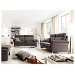 Polstergarnitur Home Affaire "Mailand", grau (stone), H:103cm T:89cm, 100% Polyester, Sitzmöbel-Sets, Set: 3-Sitzer, 2-Sitzer und Sessel, wahlweise mit Move-Funktion