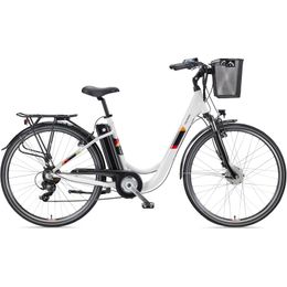 E-Bike Telefunken "Multitalent RC822" E-Bikes Gr. 48 cm, 28 Zoll (71,12 cm), weiß E-Bikes City Elektrofahrrad, Damen Herren, 28 Zoll, 36 V 374 Wh Akku, Pedelec Bestseller