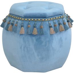 Stauraumhocker Home Affaire Hocker Gr. B/H/T: 45cm x 52cm x 45cm, Samtstoff-Polyester, blau