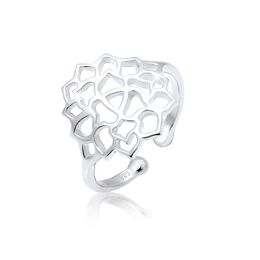 Elli Damen Fingerring "Lotusblume Ornament 925 Sterling Silber", Resizable, ohne Stein, Silber 925 (Sterlingsilber), 2mm, silber, Silber 925