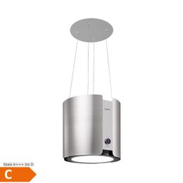 Klarstein Skyfall Inselabzugshaube &Oslash;45cm Umluft 402m&sup3;/h LED Wei&szlig;/silber