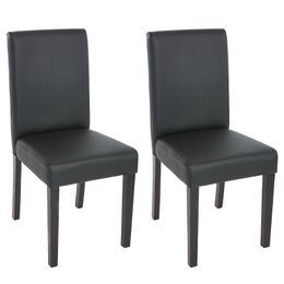 MCW 2er-Set Esszimmerstuhl Stuhl K&uuml;chenstuhl Littau ~ Kunstleder, schwarz matt, dunkle Beine